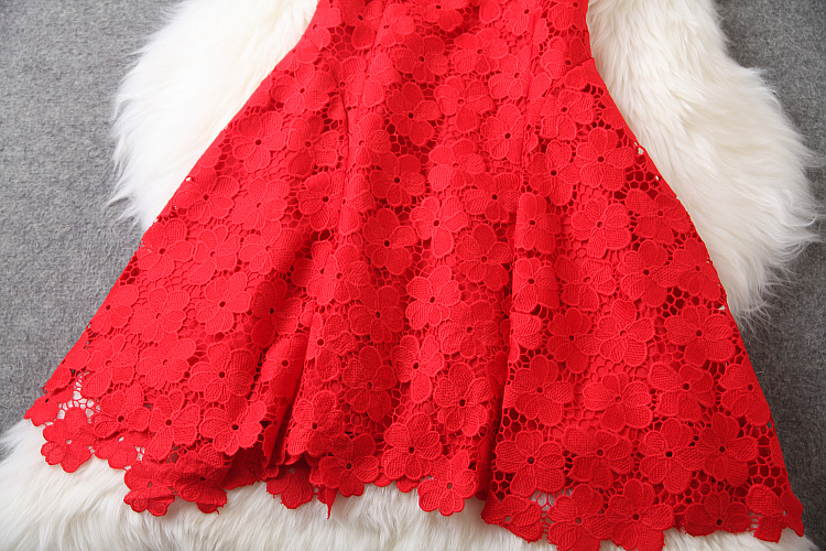 Beaded Lace Dress In Red on Luulla