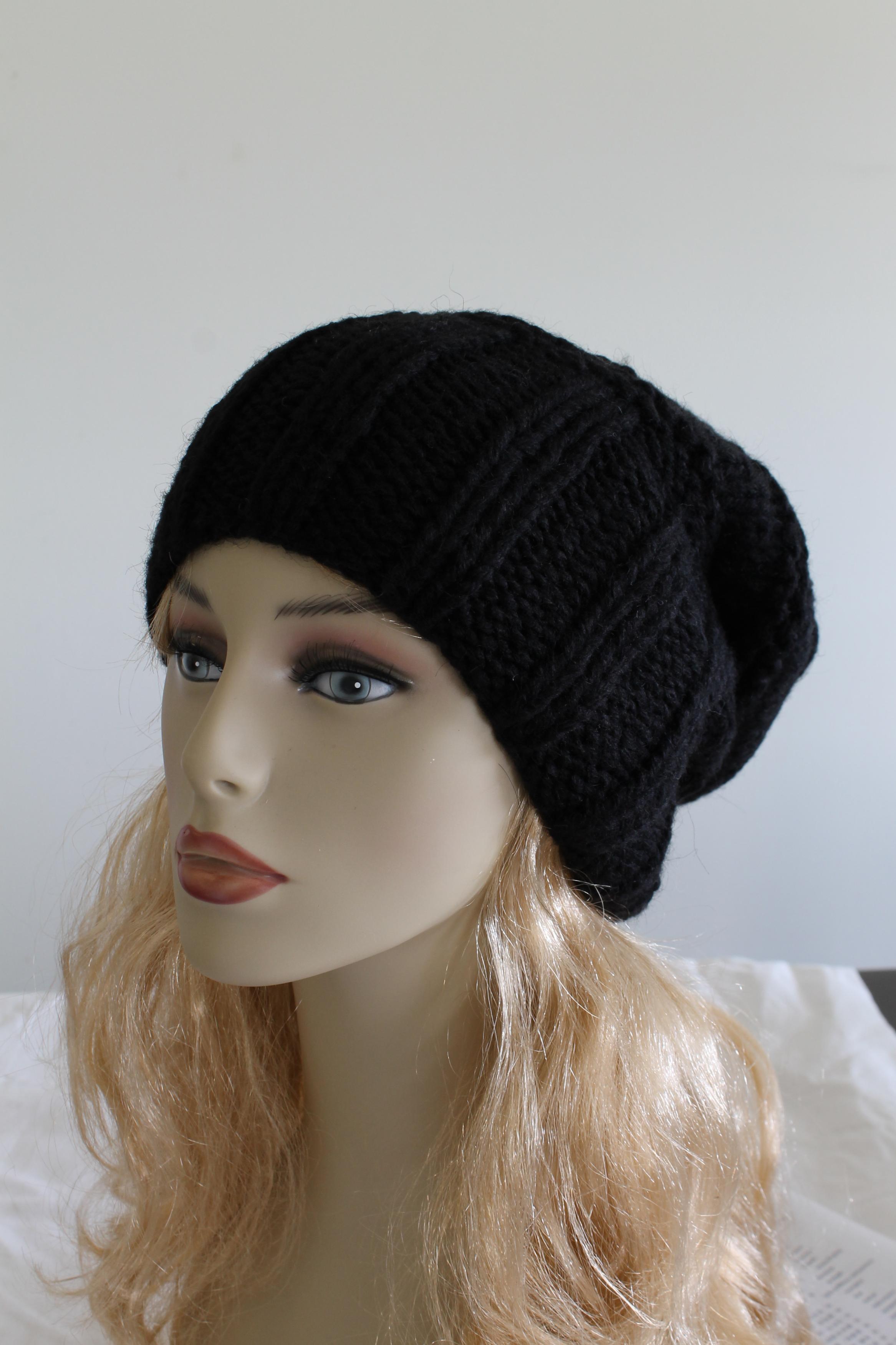 Slouchy Woman Handmade Knitted Hat Black Clothing Cap On Luulla